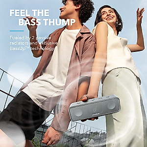 Soundcore 3 by Anker, Bluetooth Speaker with USB-C Connection, Stereo Sound, BassUp, Pure Titanium Diaphragm Drivers, 24H Playtime, IPX7 Waterproof, PartyCast, App, Custom EQ, for Travel & Home, Gray