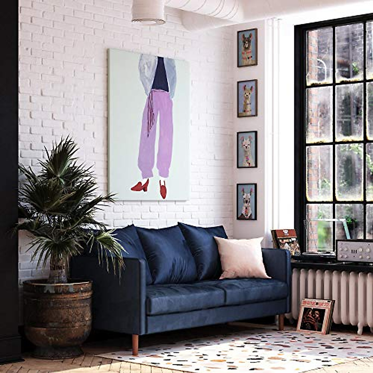 Novogratz Paige Modern Pillowback Sofa, Navy Blue Velvet