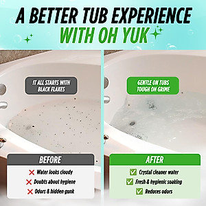 Oh Yuk Jetted Tub Cleaner for Jet Tubs, Bathtubs, Whirlpools, The Most Effective Jetted Tub Cleaner, Septic Safe, 4 Cleanings per Bottle - 16 Ounces