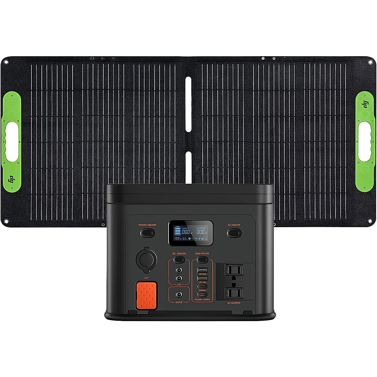 Solar Generator 320W Portable LiFePO4 Power Station 320Wh and Solar Panel 100W with 2 AC Outlet 110V/300W(Peak 480W), Solar Mobile Battery Backup for Outdoors Camping Travel Hunting and Home Emergency