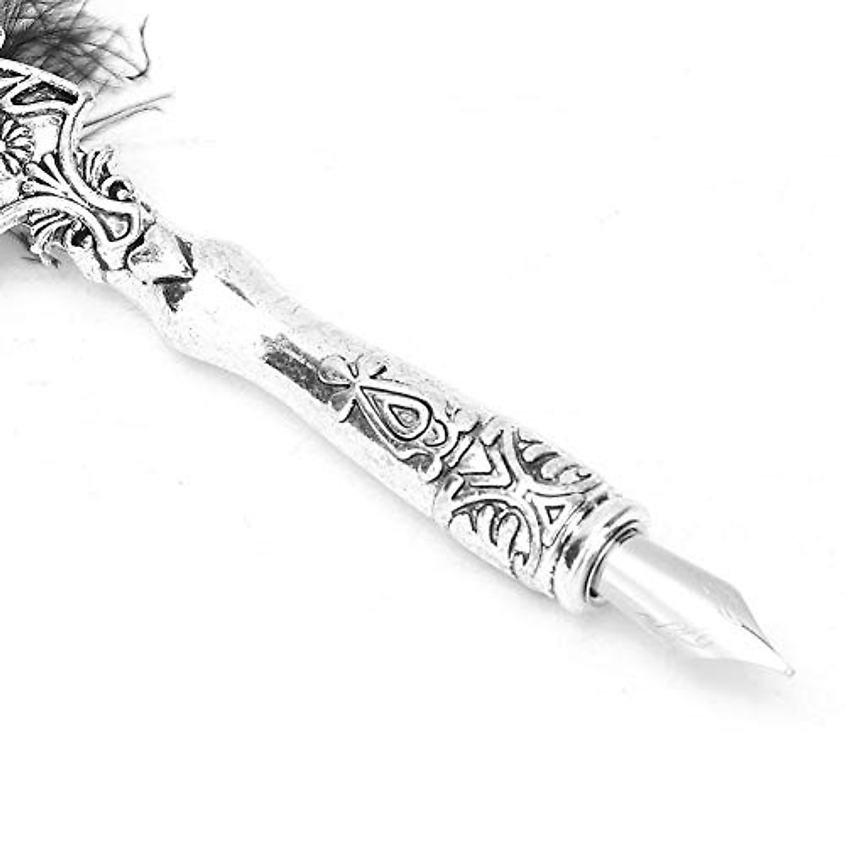 Serounder Quill Pen Set, Classical Calligraphy Fountain Pen Feather Quill Dip Pen Ink Bottle Set with Gift Box (Black)