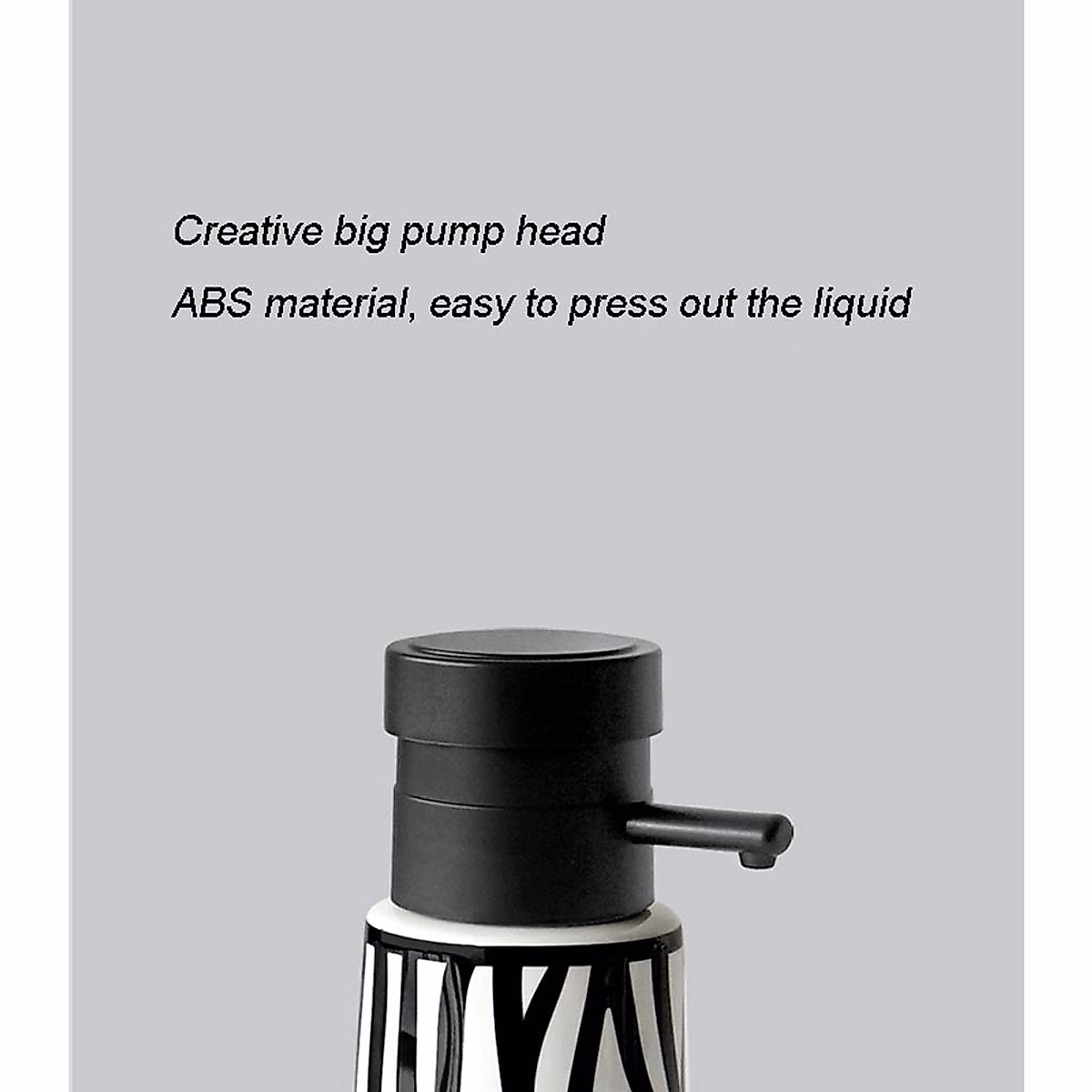 GRFIT Soap Dispenser Hand Soap Dispenser 5-Pc Black and White Striped Ceramics Bathroom Set with Soap Dispenser, Toothbrush Holder, Tumbler, Tray Manual Soap Dispenser Soap Dispenser with Pump