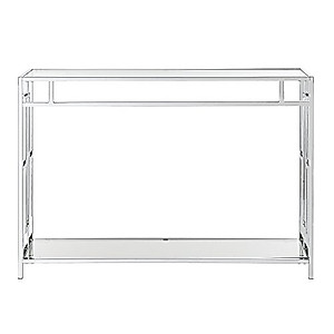 Town Square Chrome Console Table with Shelf, Glass/Chrome