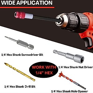 Drill Bit Extension Magnetic Drill Bit Holder 1/4 Hex Shank Extension for Drill Bits,Quick Change Bit Holder Drill Bit Extender(3 Packs)