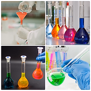 PATIKIL 100ml Volumetric Flask, 2Pcs 3.3 Borosilicate Glass Graduated Volumetric Measuring Flask with Plug Cap Tolerance 0.1ml for Lab Experiment, Clear