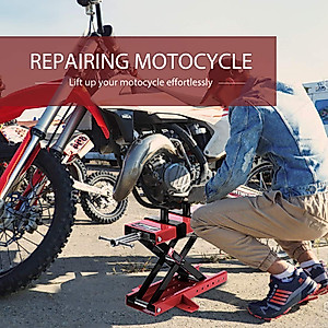 VIVOHOME Steel Motorcycle ATV Scissor Lift Jack Crank Hoist Stand with Saddle and Safety Pins 1100 lbs