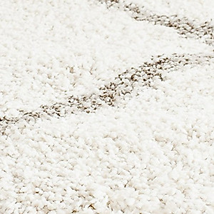 SAFAVIEH Hudson Shag Collection 5'1" x 7'6" Ivory/Grey SGH281A Modern Diamond Trellis Non-Shedding Living Room Bedroom Dining Room Entryway Plush 2-inch Thick Area Rug