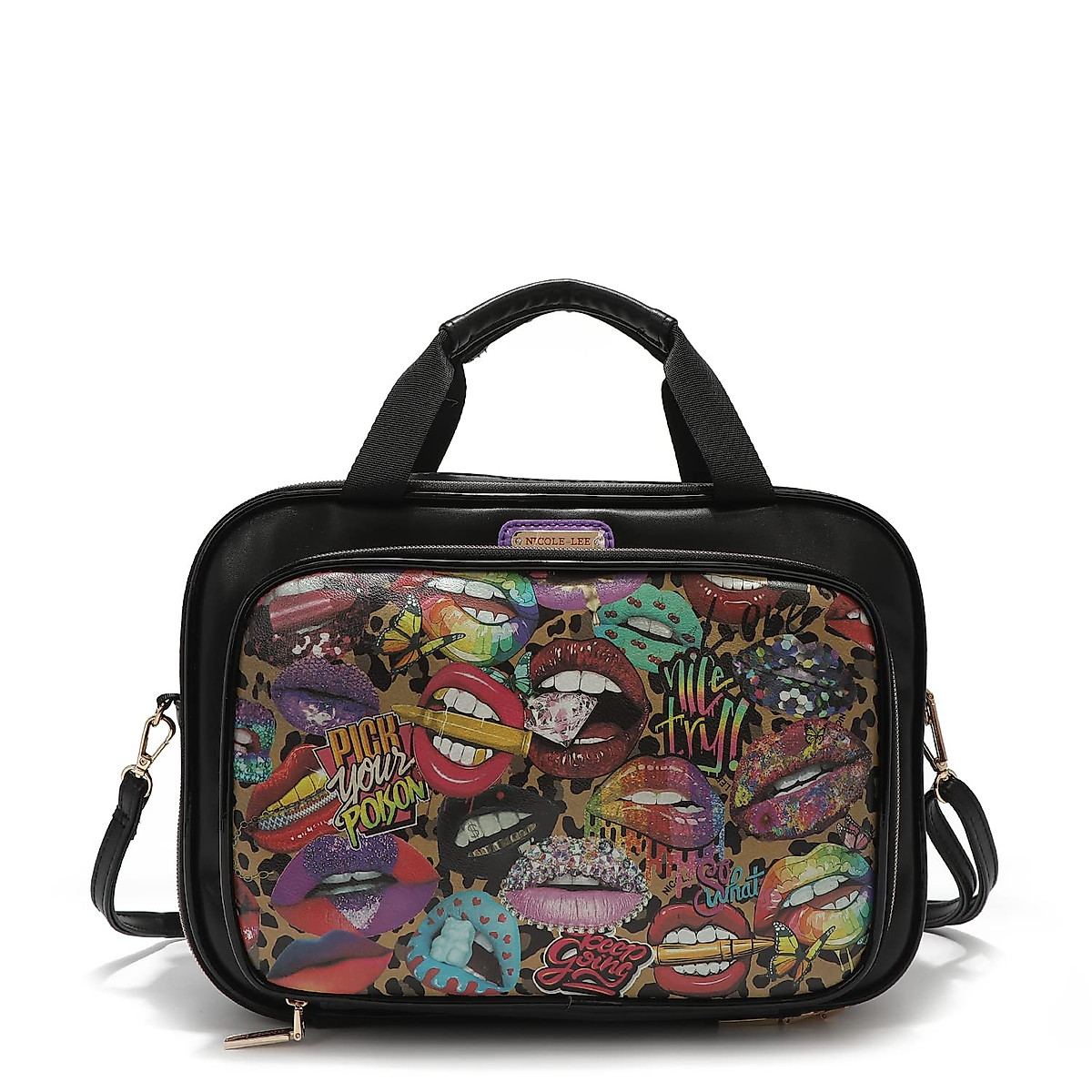 Nicole Lee Cosmetic Makeup Bag for Women - Multi Organization Toiletry Travel Bag with 5 Compartments (All Emotion)