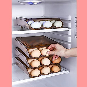 Egg Holder For Refrigerator，Automatic Replenishment Of 36 Egg Preservation Plastic Storage Box,With Lid Stackable Clear Egg Organizer Storage Box,7 Degree Tilt (2 Layer)