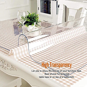Royhom Clear Table Protector, 1.5mm Thick 60 x 36 Inch, Plastic Table Cover, Table Protector for Dining Room Table, Clear Table Cover Tablecloth Protector, Plastic Table Cloth for Kitchen Wooden Table