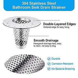 Kaemi 6 Pcs Bathroom Sink Drain Strainer for 1.2"-1.6" Drain Hole, Premium 304 Stainless Steel Small Conical Porous Bathtub Sink Hair Catcher
