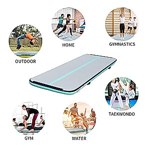 CANWAY Air Tumble Track Inflatable Gymnastics Mat 10ft/13ft/16ft/20ft Gymnastics Training Mat with Electric Air Pump for Home/Outdoor/Gym/Cheerleading/Yoga