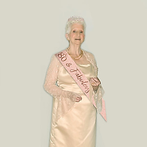 80th Birthday Sash and Tiara for Women, Rose Gold Birthday Sash Crown 80 & Fabulous Sash and Tiara for Women, 80th Birthday Gifts for Happy 80th Birthday Party Favor Supplies