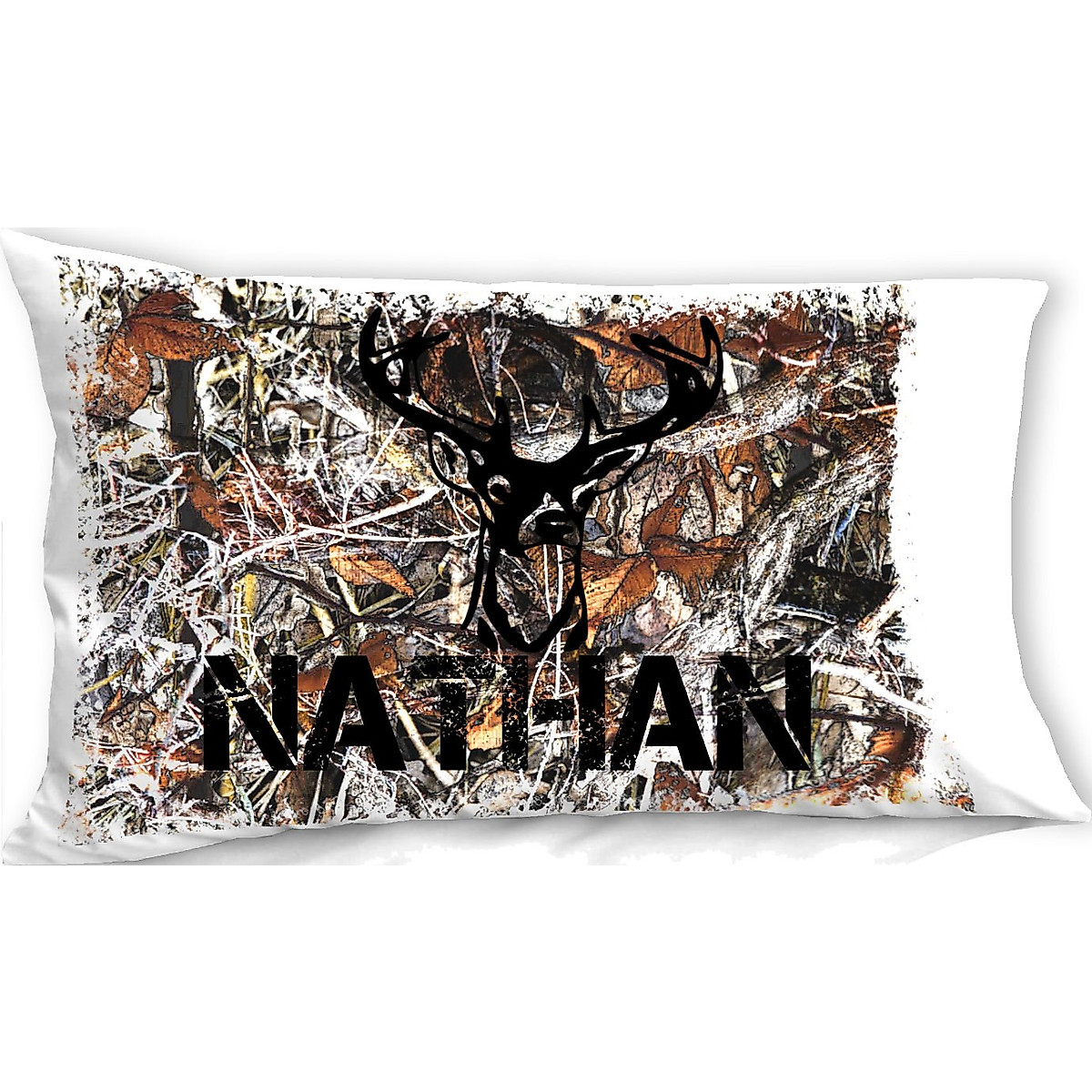 Personalized Camo Pillowcase (Standard 20 x 30, White) Kids Camouflage Bedding Custom with Name Pillowcased for Kids Boys Birthday for Child