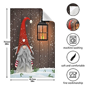 Winter Gnomes Lantern Kitchen Dish Towels Set of 4, Dwarfs Snowflake Landscape Dishcloths Absorbent Lint-Free Towel 18x28Inch Drying Clean Cloths Home Daily Use