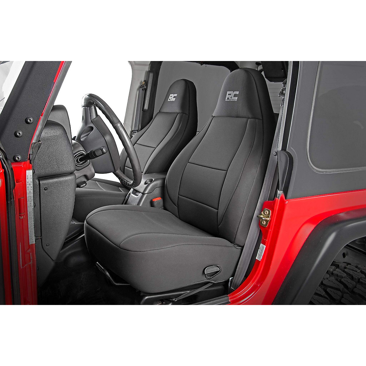 Rough Country Neoprene Seat Covers for 18-22 Jeep Wrangler JL | 2-Door - 91020, Black