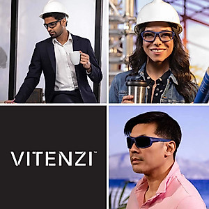 VITENZI Bifocal Safety Glasses with Readers Wrap Around Sport Magnifying Safety Reading Protective Goggles Lecce in Blue 1.75