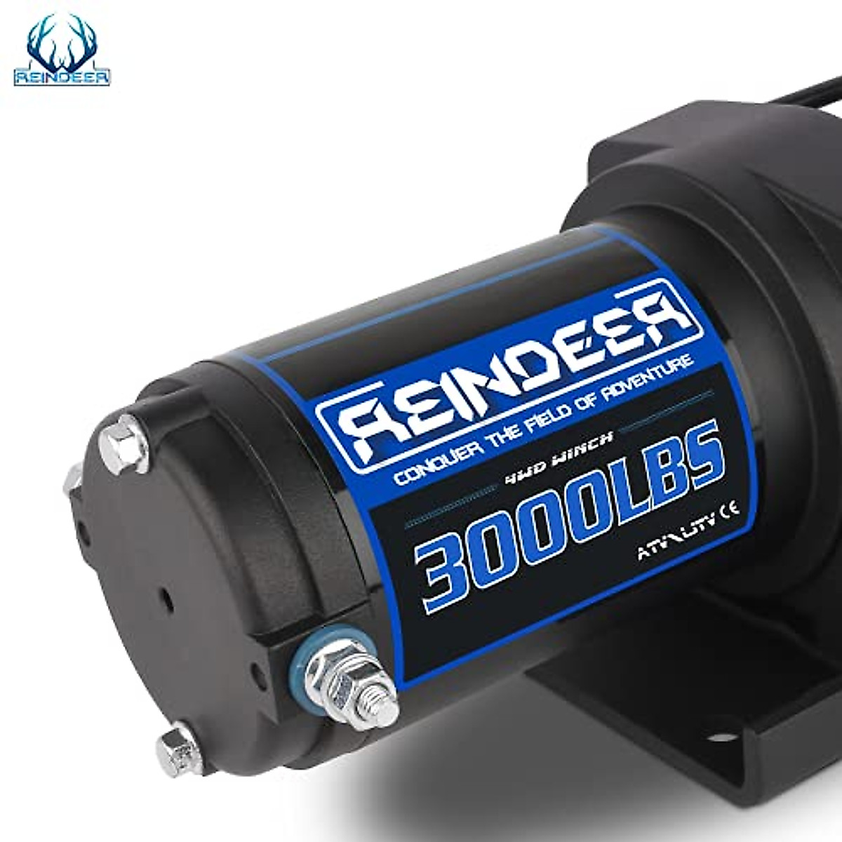 REINDEER New 12V Winch 3000 lb Load Capacity Electric Winch Kit for ATV UTV Steel Cable Wire Rope with Hawse Fairlead Waterproof IP67 with Wireless Remotes
