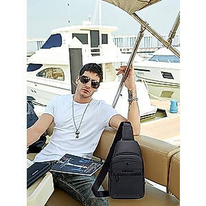 Aisinivo Sling Bags Men and Women Crossbody Sling Backpack Black Crossbody Bags Waterproof Chest Bag Daypack
