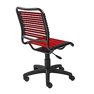 HomeRoots Red Flat Bungie Cord Low Back Rolling Office Chair