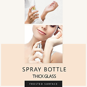 KOIBITO 1.7 Oz Glass Perfume Spray Bottle for Men & Women. Refillable Frosted Glass Atomizer with Aluminum Cap&Pump. Portable Fragrance Bottle for Perfume, Cologne, Moisturizing (2PCS, Gold)