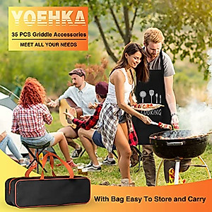 Griddle Accessories Kit, 35PCS Flat Top Griddle Grill Tools Set for Blackstone and Camp Chef, Stainless Steel Professional Grill Accessories/Spatula Set with Carrying Bag for Men/Women Outdoor BBQ