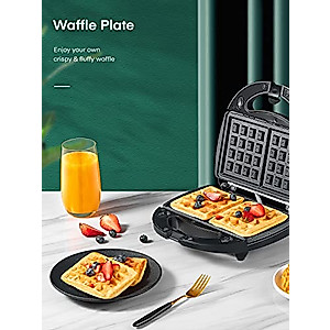 FOHERE 3-in-1 Sandwich Maker, Waffle Maker, Sandwich Grill, Portable Electric Panini Press with Removable Non-Stick Plates, LED Indicator Lights, Cool Touch Handle, Toaster, Grilled Cheese Machine