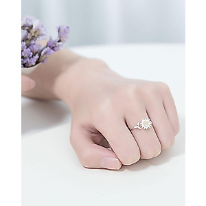 Women'S Sterling Silver Open Ring, Daisy Ring, Adjustable Size Ring 1