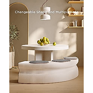 HONISMART Folding Bench, 3-Seat Accordion Retractable Bench, Foldable Entryway Bench, Creative Paper Bedroom Benches, 3-Seat End of Bed Bench, Piano Bench, Dining Bench, Benches for Indoor(Brown)