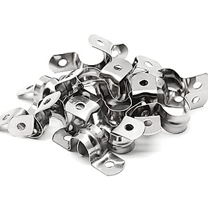 Bonsicoky 30Pcs M12 Rigid Pipe Strap, 1/2" Stainless Steel 2 Holes Cable U Bracket Pipe Clamp for Fixing Pipe or Cable, 0.47" Width