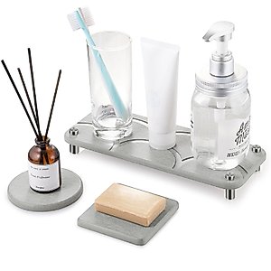 lemtrflo Instant Dry Sink Organizer | Bathroom Sink Caddy 11"*4.33" Diatomaceous Water Absorbing Stone Tray for Sink | 2PCS Dish Drying Stone Kitchen Soap Tray Diatomite Coasters for Sink Accessories…