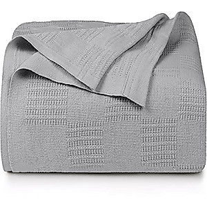 Utopia Bedding 100% Cotton Blanket (Throw Size - 60x50 Inches) 350GSM Lightweight Thermal Blanket, Soft Breathable Blanket for All Seasons (Cool Grey)