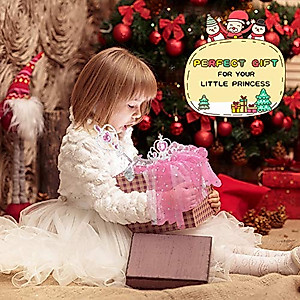 Fedio Princess Cape Set 7 Pieces Girls Princess Cloak with Tiara Crown, Wand for Little Girls Dress up (Pink)