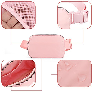 ZPN Mini Fanny Pack Pink Belt Bag for Women and Men, Fashionable Waterproof Waist Pack with Adjustable Strap for Traveling, Hiking, Jogging, Cycling