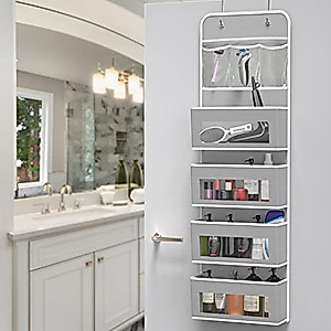 Simple Houseware Over Door 4 Clear Window Pocket Organizer with 3 Pockets, Grey