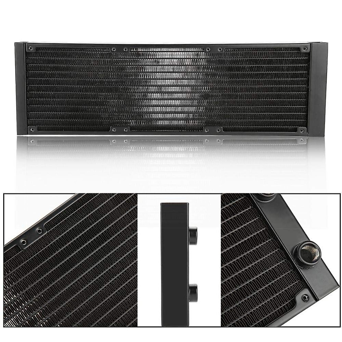 12 Pipe Heat Exchanger Radiator, Liquid Cooler with Water Separator, G1/4Thread Copper Fin Water Cooler Tube for PC CPU Water Cool System Computer(360mm)