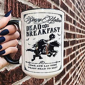 Sleepy Hollow Dead and Breakfast Coffee Mug, Spooky Coffee Cup Halloween Coffee Mugs, Retro Halloween Coffee Mug, 15oz Novelty Ceramic Coffee Mug, Halloween Coffee Cups Ceramic, Fall Coffee Mug