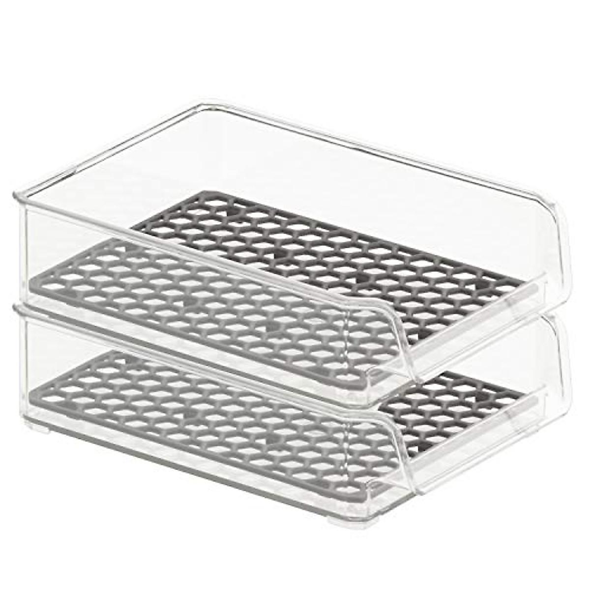 Spectrum Diversified Hexa in-Fridge Small Refrigerator Bin for Storage and Organization of Fruit Vegetables Produce and More, 8.5 x 6 x 2.25, Clear/Dark Gray