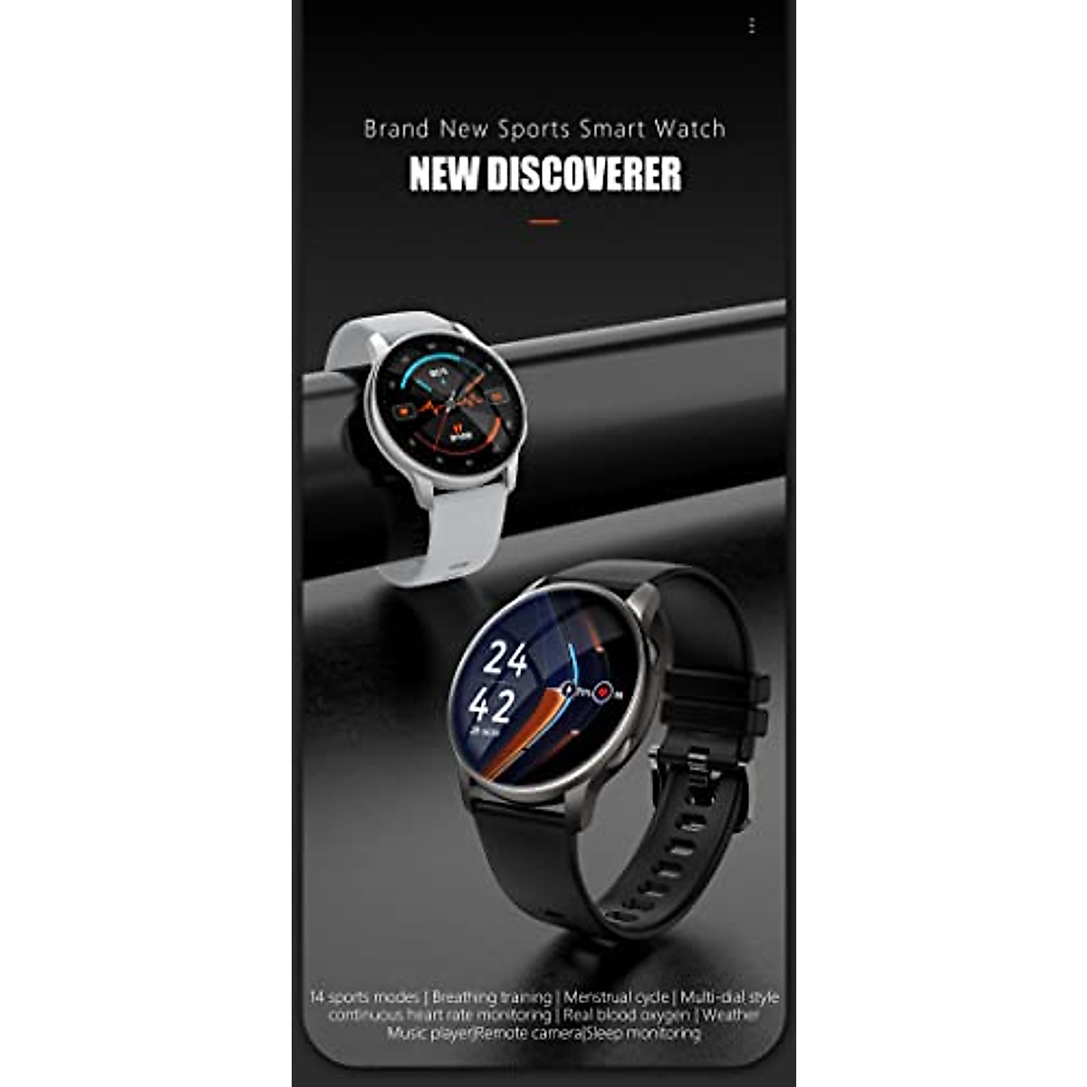 Holiday AMOLED Smartwatch, 1.3" HD Screen Activity Tracker for Fitness and Health with 14 Sports Modes, 3 ATM Waterproof, Monitor SpO2, Heart Rate, Sleep, Stress for Men and Women for Android iOS