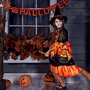 Rocinha Halloween Candy Bowls Decoration, 3 Pcs Witches Cauldron Serving Bowls with Iron Rack, Black Plastic Hocus Pocus Candy Bucket for Halloween Party Indoor Outdoor Home Kitchen Decorations