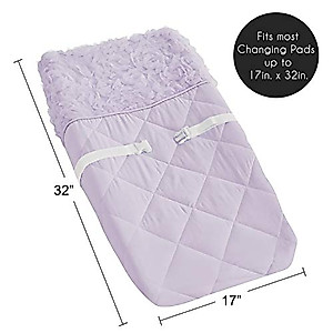 Sweet Jojo Designs Purple Floral Rose Girl Baby Nursery Changing Pad Cover - Solid Light Lavender Flower Luxurious Elegant Princess Vintage Boho Shabby Chic Luxury Glam High End Roses