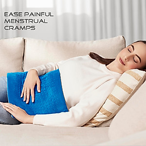 Boncare® LCD Digital Control 12” x 24” Heating Pad for Cramps and Back Pain Relief with Auto Shut off Large Size 6 Temperature Settings 6 Timers Super Soft Velvet Moist/Dry Hot Heat Pad (Blue)