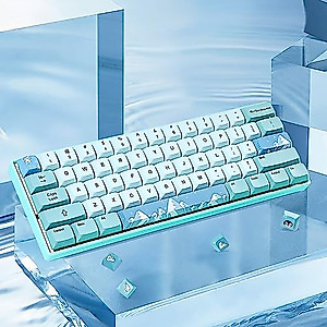 BOYI 61 Mini RGB Wired 60% Hot-Swappable Mechanical Gaming Keyboard,PBT Sublimation Keycaps NKRO Programmable Type-C Keyboard for Gaming and Working(BOYI Iceberg Snow Theme,Cherry MX Brown Switch)