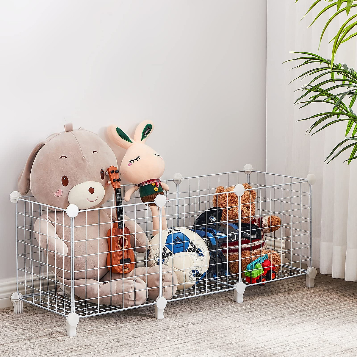 ANWBROAD Wire Cube Storage Organizer 9 Cube Metal Grids Shelves Storage Bins Shelving Stackable Modular Bookshelf Shelf Cubbies Unit Closet Cabinet for Living Room Office White LWT009T