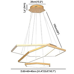 umeiluce 3 Lights Hexagon LED Chandeliers Brushed Gold Finish Chandelier Pendant Light Remote Dimmable Ceiling Hanging Light Fixture for Living Room Bedroom Dining Room
