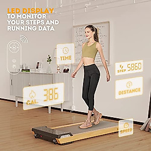 Bifanuo Under Desk Treadmill, Walking Pad 2.25HP, Wood Electric Light Weight Walking Treadmill, Desk Treadmill for Office Under Desk with Remote Control, Installation-Free(Light)