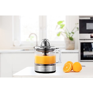 Holstein Housewares 27-oz Electric Citrus Juicer, Black/Stainless Steel - Ideal for Freshly Squeezed Orange, Lemon, Grapefruit Juices for Breakfast or Drinks