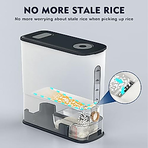 JOJOZOO 26.5 Lbs Rice Dispenser, Large Cereal Grain Storage Container with Measuring Cup & Time Scale, BPA-Free Household Rice Container, for Home Kitchen Pantry Organization