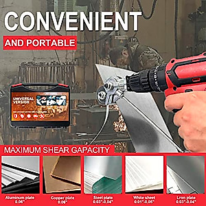 Electric Drill Shears Attachment Cutter Nibbler, Sheet Metal Cutter Drill Attachment, Alternative to Hand Tin Scissors, with Carrying Case, Power Drill Shearing Plate Cutting Adapter Tools