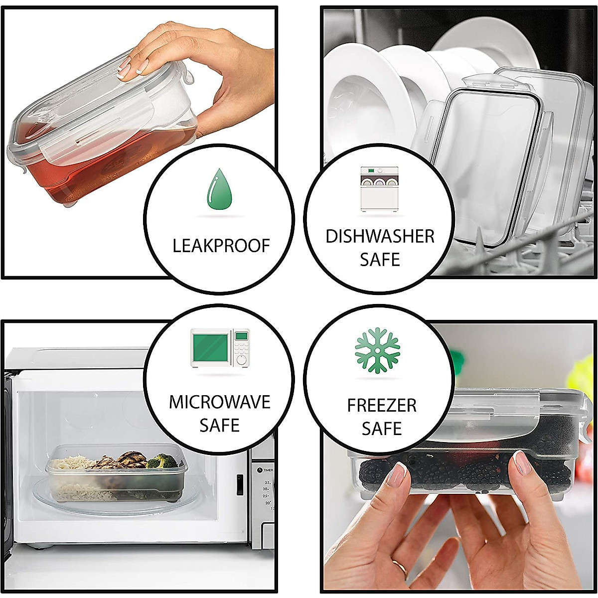 Homemaid Living Premium Airtight Plastic Storage Containers Easy Lock Lid, Microwave Freezer and Dishwasher Safe, Perfect Meal Prep or Food Storage Containers (Set of 3))